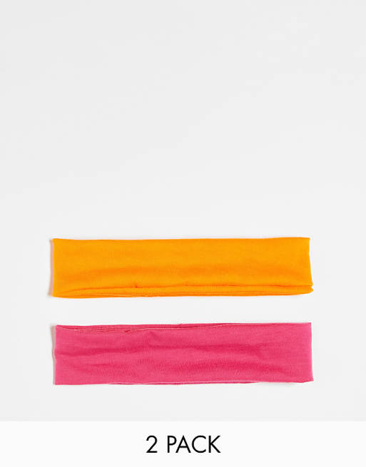 DesignB London – 2er-Pack Haarbänder aus Jersey in Orange und Rosa | ASOS DesignB London – 2er-Pack Haarbänder aus Jersey in Orange und Rosa | ASOS
