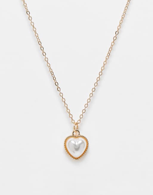 Designb London Collier Avec Pendentif Cœur En Perle Doré Asos