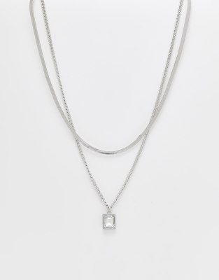 DesignB London - Collier multi-rangs avec chaîne plate en maille ...