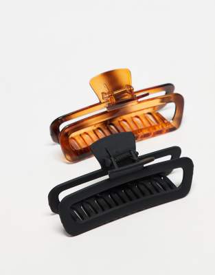 DesignB London - Confezione da 2 pinze per capelli tartarugata e nera ...