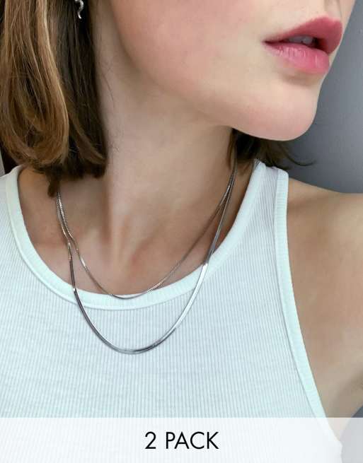 Designb London Curve Exclusivité Lot De 2 Colliers Chaîne à
