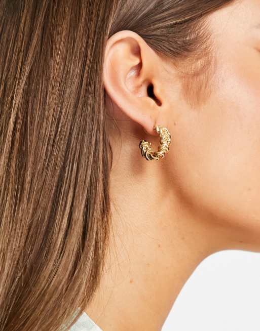 Designb London Double Row Twist Hoop Earrings In Gold Tone Asos