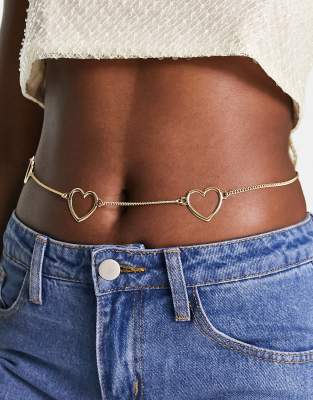 DesignB London heart belly chain in gold | ASOS
