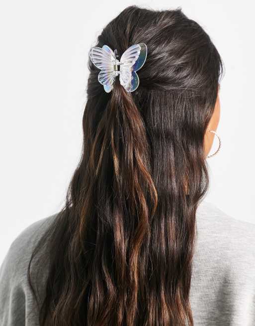 DesignB London irridescent butterfly shape hair claw | ASOS