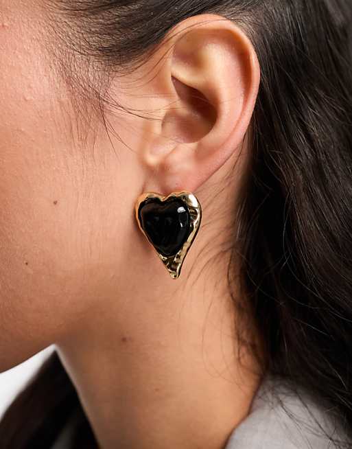 DesignB London molten statement heart stud earrings in gold | ASOS DesignB London molten statement heart stud earrings in gold | ASOS