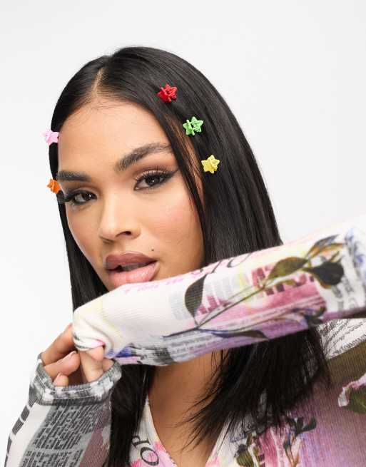 DesignB London multipack mini star hair clips in pop colors | ASOS