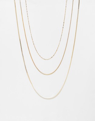 DesignB London pack of 3 fine necklaces in gold | ASOS