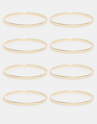 DesignB London pack of 8 bangles in gold | ASOS