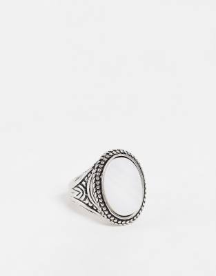 DesignB London ring with large white stone in silver tone | ASOS