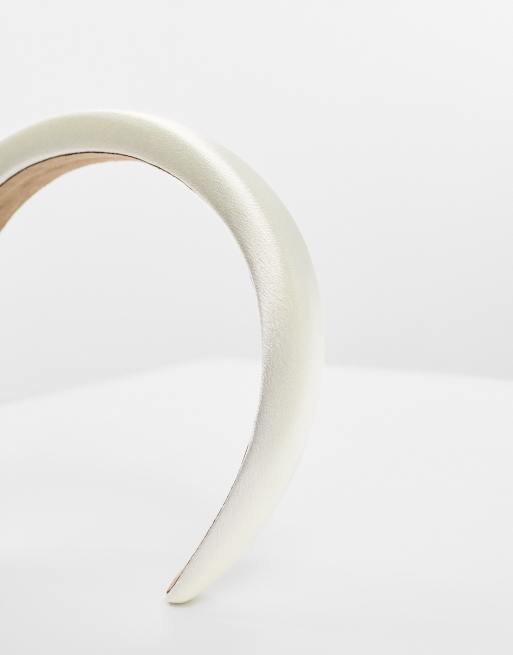 DesignB London satin padded headband in cream | ASOS