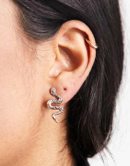 DesignB London snake stud earrings in silver | ASOS