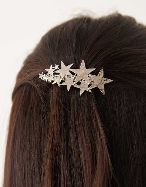DesignB London star burst barette hair clip in silver | ASOS