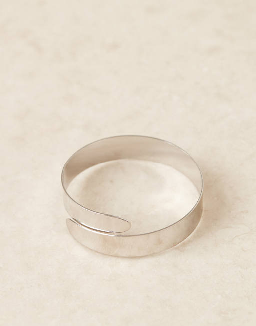 DesignB London wide arm cuff in silver | ASOS