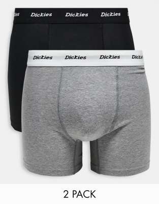 Dickies 2 pack trunk boxers in black and grey | ASOS