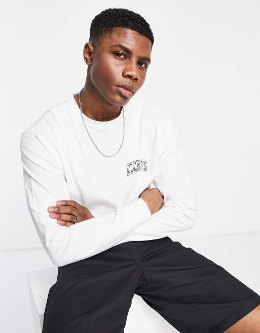 Dickies Aitkin Chest Long Sleeve T Shirt In White Exclusive At Asos Asos