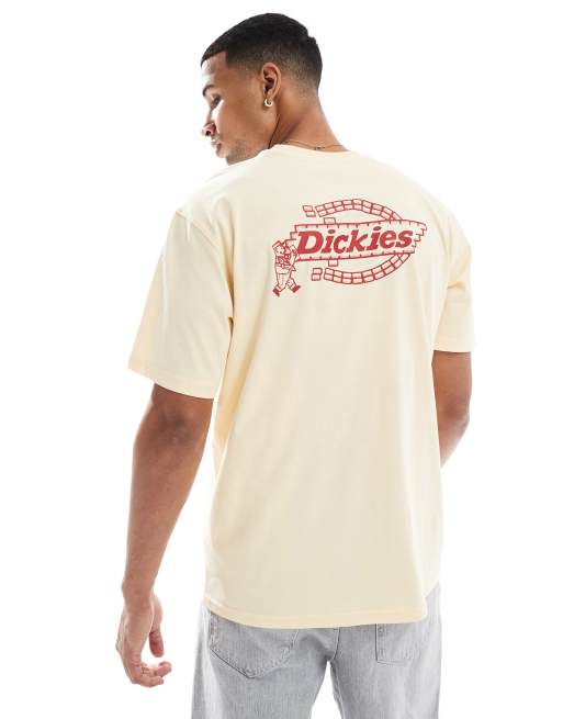 Dickies brick mason back print logo t-shirt in pastel yellow- exclusive ...