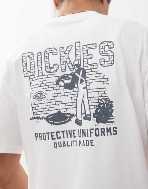 Dickies bricklane graphic back print t-shirt in white | ASOS