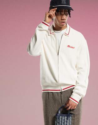 Dickies lewistown striped knitted cardigan in off white | ASOS