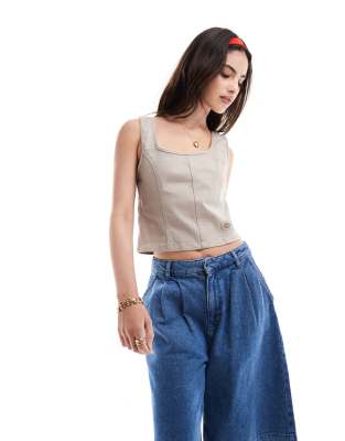 Dickies Meriden corset top in beige | ASOS