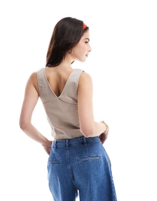 Dickies Meriden corset top in beige | ASOS