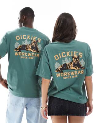 Dickies panther graphic back print t-shirt in dark green- exclusive to ...