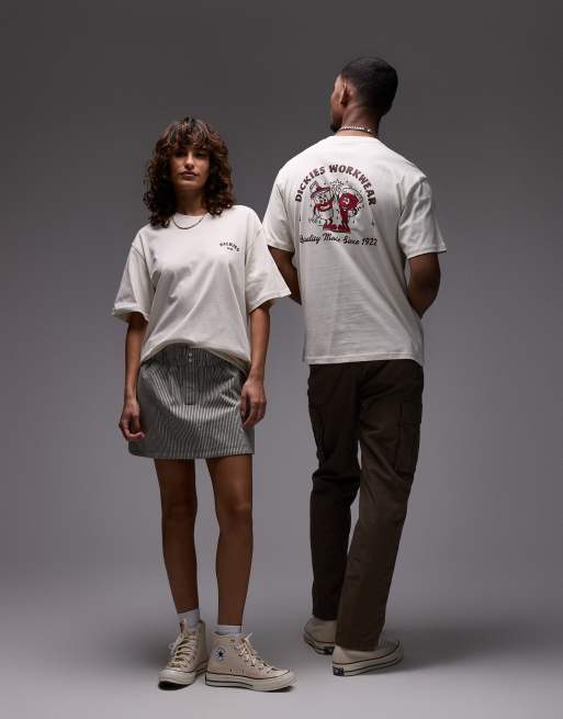 Dickies pizza graphic back print t-shirt in off white- exclusive to ...