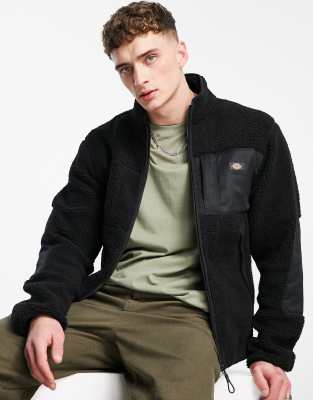 Dickies – Red Chute – Jacke aus Sherpa-Fleece in Schwarz | ASOS