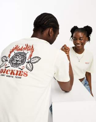 Dickies - Rich Creek - T-shirt met tijgerprint op de rug in gebroken ...