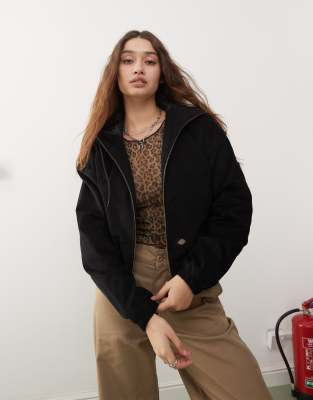 Dickies - Sort jakke med hætte i fløjl | ASOS