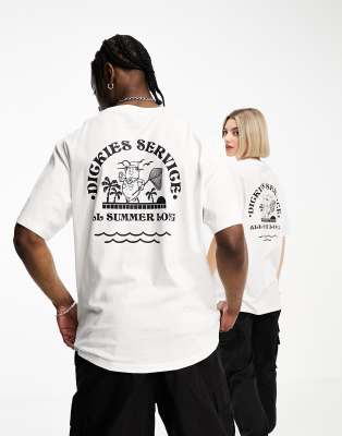 Dickies Unisex Oak Grove pool service back print t-shirt in white ...