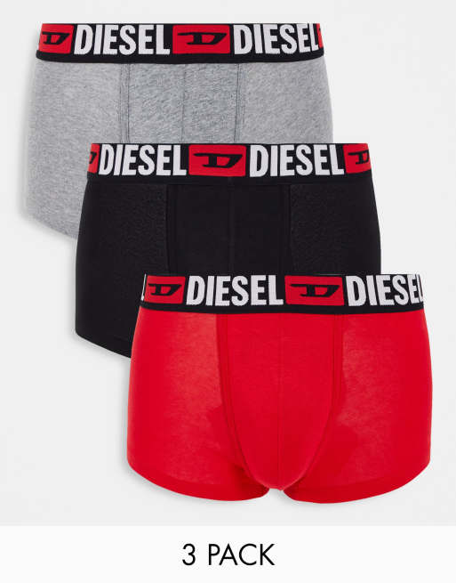 Diesel - Damien - Lot de 3 boxers - Noir/rouge/gris | ASOS