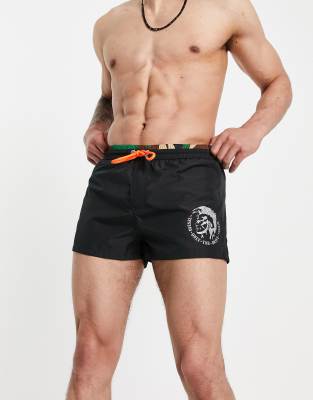 Diesel mohawk logo swim short in black | ASOS