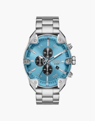 Diesel Spiked chronograph stainless steel watch in silver | ASOS