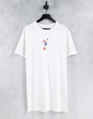 Disney – Kajsa Anka – Vit t-shirtklänning | ASOS