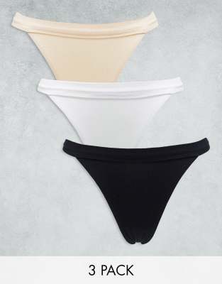 Dorina 3 pack ribbed seamless high waist lingerie thongs in multi | ASOS