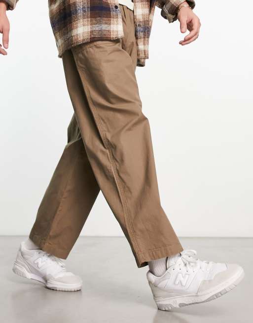 Dr Denim Calder oversized wide fit ripstop pants in brown | ASOS