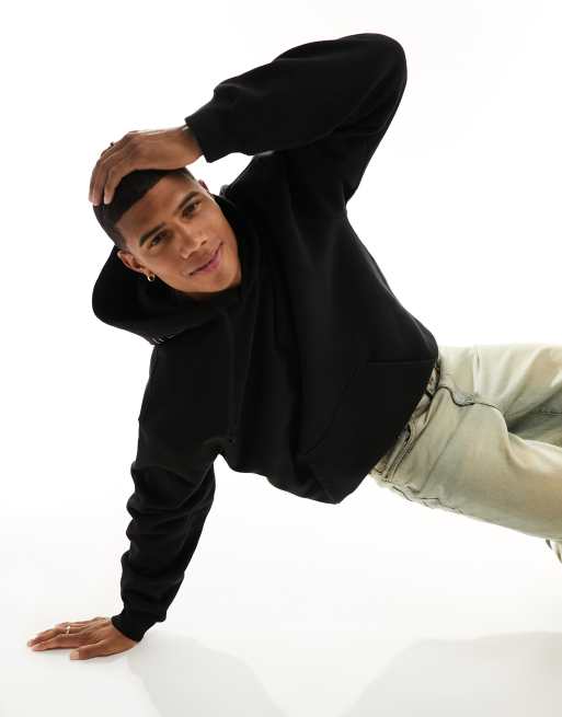 Dr Denim Damien hood logo heavyweight hoodie in black | ASOS