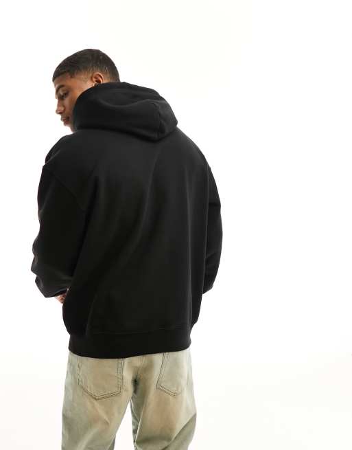Dr Denim Damien hood logo heavyweight hoodie in black | ASOS