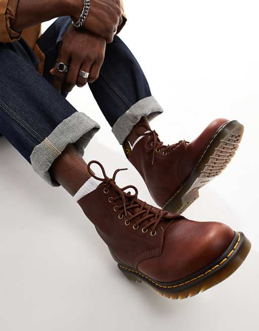 Dr Martens – 1460 Pascal – Ciemnobrązowe skórzane botki sznurowane na 8 ... Dr Martens – 1460 Pascal – Ciemnobrązowe skórzane botki sznurowane na 8 ...