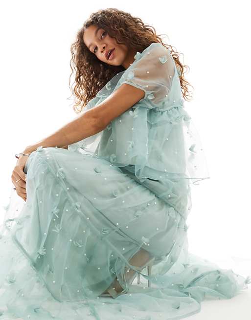 Dream Sister Jane floral organza midaxi skirt co-ord in sage Dream Sister Jane floral organza midaxi skirt co-ord in sage