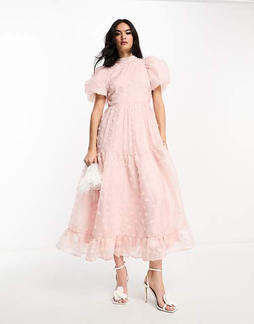 Dream Sister Jane rosette maxi dress in pink | ASOS Dream Sister Jane rosette maxi dress in pink | ASOS