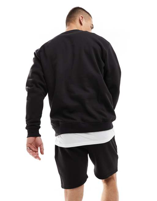 DTT crew neck sweatshirt & jersey short set in black | ASOS