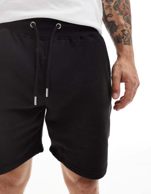 DTT crew neck sweatshirt & jersey short set in black | ASOS