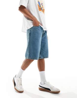 DTT extreme oversized denim jorts in mid blue | ASOS