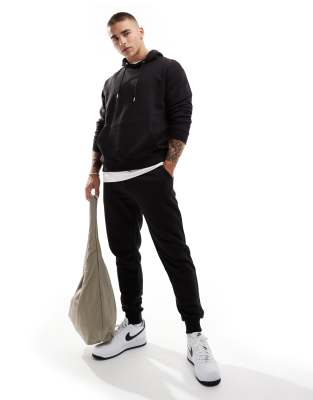DTT overhead hoodie & trackies tracksuit set in black | ASOS