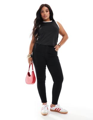 DTT Plus - Ellie - Skinny jeans met hoge taille in zwart | ASOS