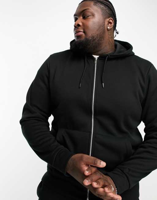 DTT Plus full zip hoodie & jogger tracksuit set in black | ASOS