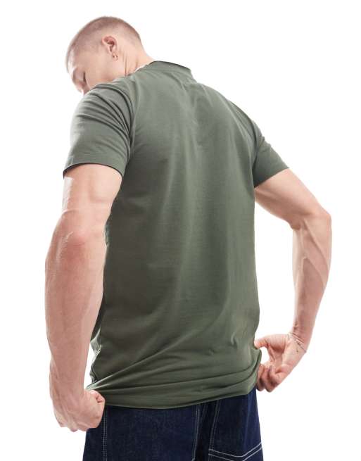 DTT raw edge t-shirt in khaki | ASOS