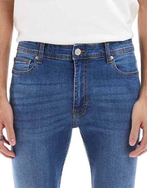 DTT stretch super skinny jeans in mid blue | ASOS