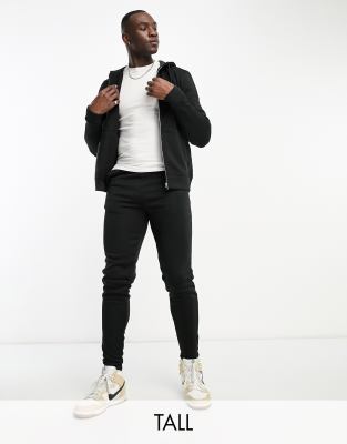 DTT Tall full zip hoodie & jogger tracksuit set in black | ASOS